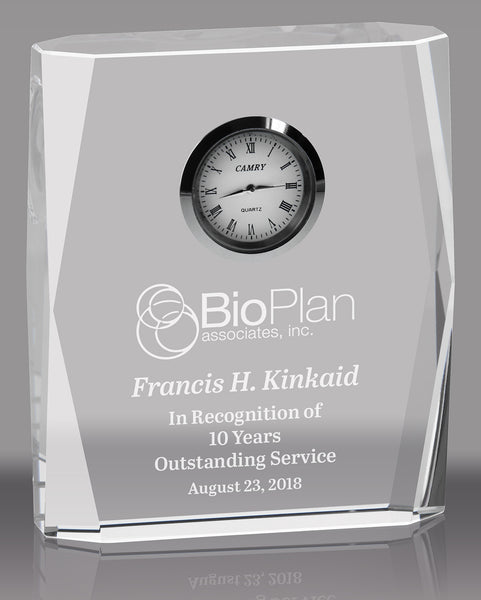 Crystal Bevel Clock Award [CBEVCLK-X] – Awards Depot