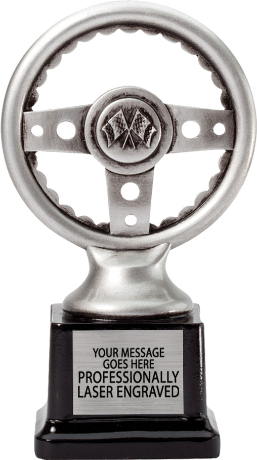 Silver Steering Wheel Resin Trophy - 6 inch [RM-076-6] – Awards Depot